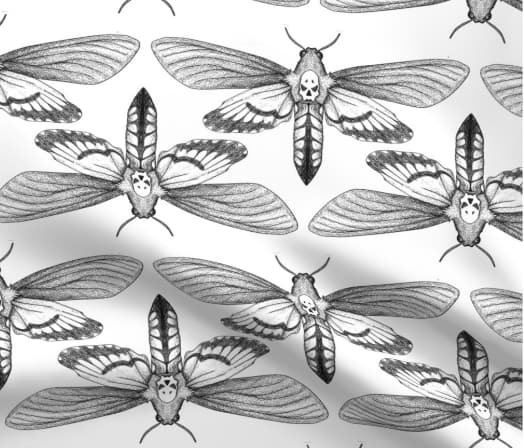 Death's Head Moth Pattern on Fabric - Shop Aimee Cozza Illustration